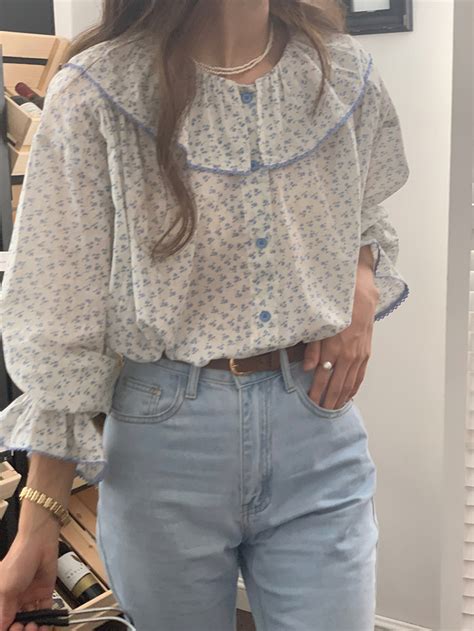 베이지하루 꽃무늬 빅카라 여성 가을 셔츠 블라우스 프릴 셔링 주름 간절기 여름 상의 탑 여자 긴팔 30대 40대 레이디 결혼식