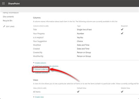 How To Change The Column Order In Sharepoint List Or Library