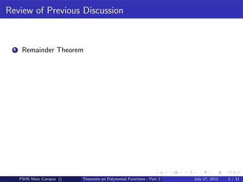 More Theorems On Polynomial Functions Ppt
