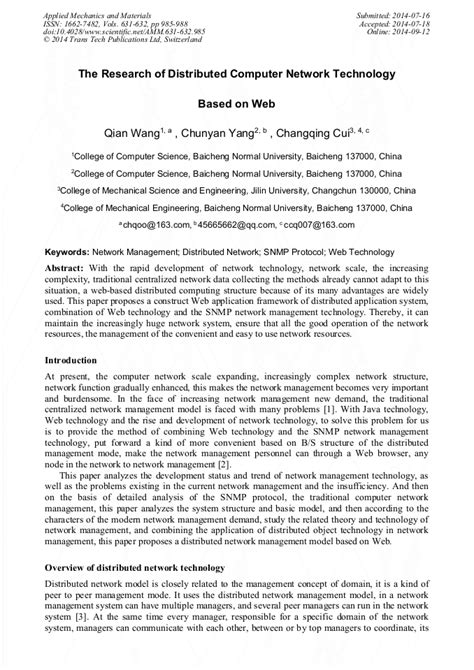 The Research Of Distributed Computer Network Technology Based On Web Scientific Net