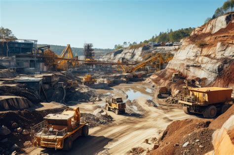 Premium Photo Mining Operation With Large Excavators Generative Ai