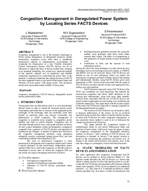 Pdf Congestion Management In Deregulated Power System By Locating Series Facts Devices Mohd