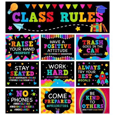 Decorably Class Rules Banner And Posters For Classroom 10 Classroom Desertcart Seychelles