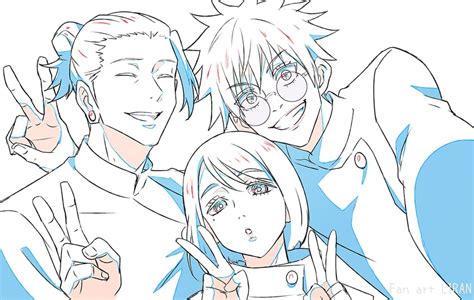 Gojou Satoru Getou Suguru And Ieiri Shoko Jujutsu Kaisen Drawn By Liran Iro Danbooru