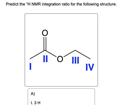 Solved Predict The 1H NMR Integration Ratio For The Chegg Com
