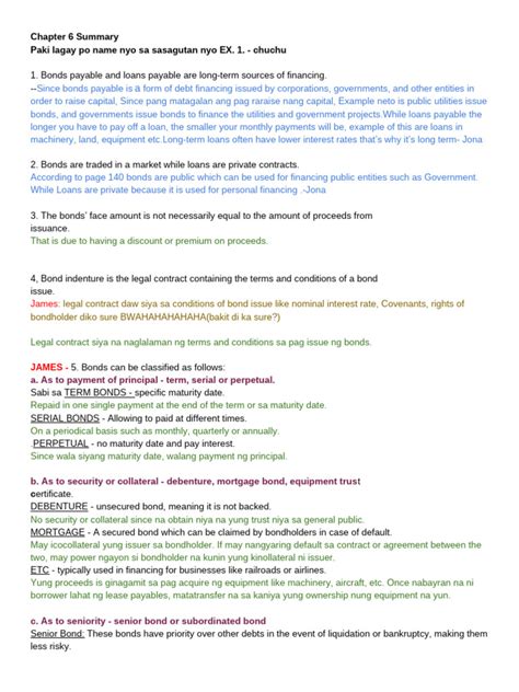 chap 6 and 7 summary script pdf bonds finance discounting