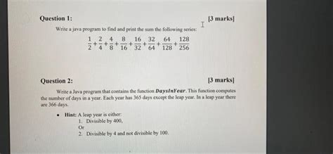 Solved 3 Marks Question 1 I Write A Java Program To Find