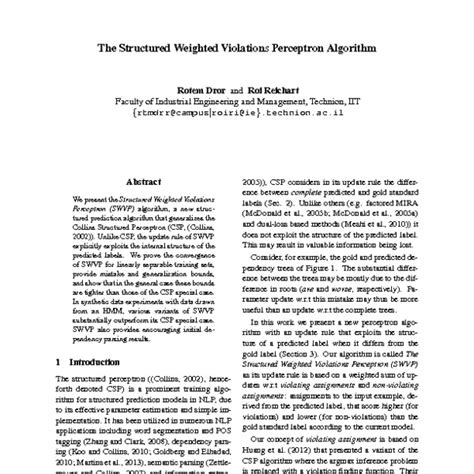 The Structured Weighted Violations Perceptron Algorithm Acl Anthology