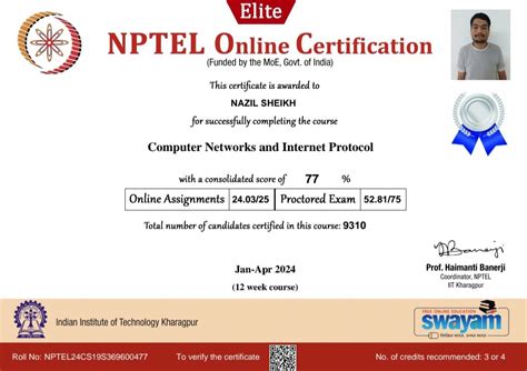 Nazil Sheikh On Linkedin Excited To Announce My Achievement Of The Nptel Elite Silver Certificate