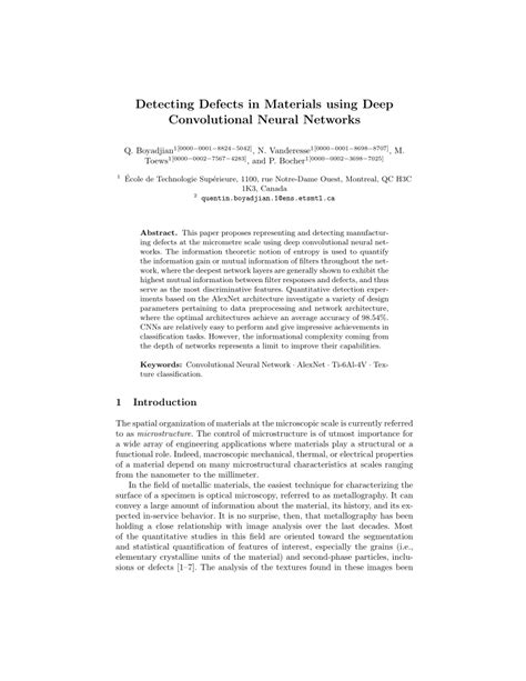 Pdf Detecting Defects In Materials Using Deep Convolutional Neural