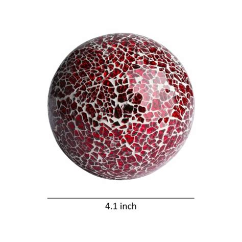 Whole Housewares Red Glass Mosaic Orbs Set Of 3 4 Diameter Decor 591 H 984 L 551 W