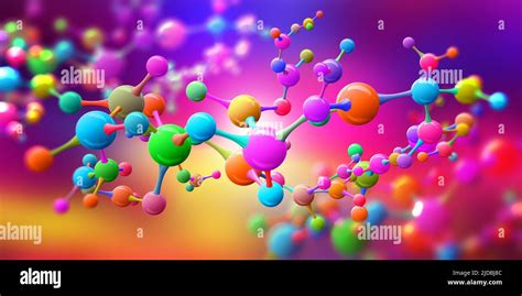 Bright Colorful Model Science Background With Molecule Abstract