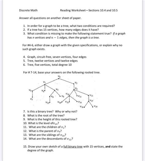 Solved Discrete Math Reading Worksheet Sections And Chegg
