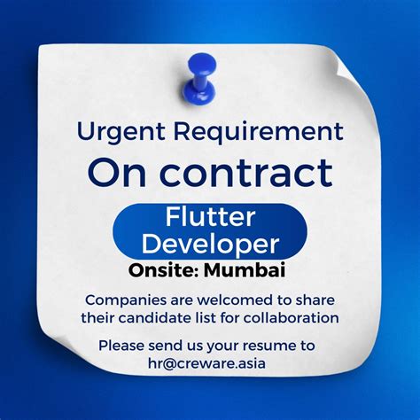 Creware Technologies Pvt Ltd On Linkedin Flutterdevelopers Mumbaijobs Techjobs Flutter