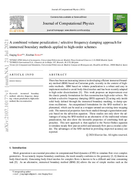 Pdf A Combined Volume Penalization Selective Frequency Damping
