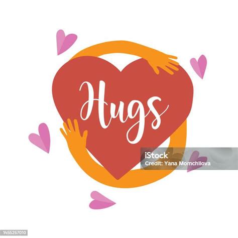 포옹의 날 국제 휴일 포옹 제목이 있는 인사말 카드 심장 벡터 아이콘을 껴안고 있는 손 글로벌 커뮤니케이션에 대한 스톡 벡터 아트 및 기타 이미지 Istock