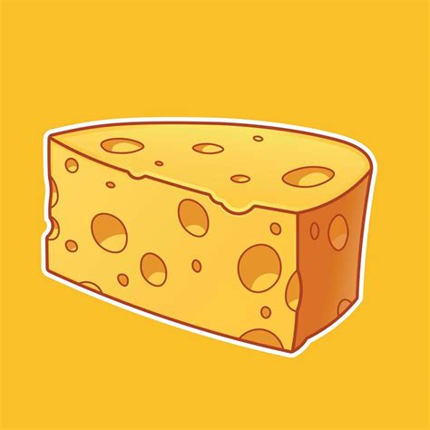 Cheese Cartoon Vector Illustration Isolated On Orange Background
