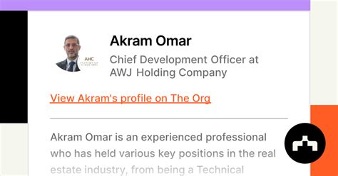 Akram Omar Chief Development Officer At Awj Holding Company The Org