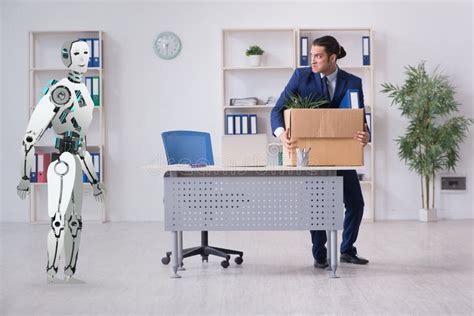 Concept Of Robots Replacing Humans In Offices Stock Image Image Of Dismissal Employee 159304793