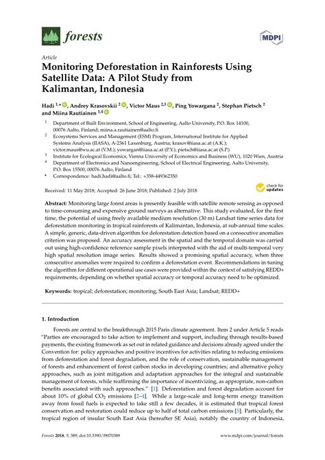 PDF Monitoring Deforestation In Rainforests Using Satellite Data A Pilot Study From