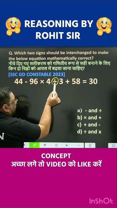 Symbol And Notation Reasoning By Rohit Sir Shorts Ssc Sscgd