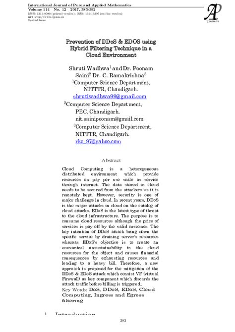 Pdf Prevention Of Ddos And Edos Using Hybrid Filtering Technique In A