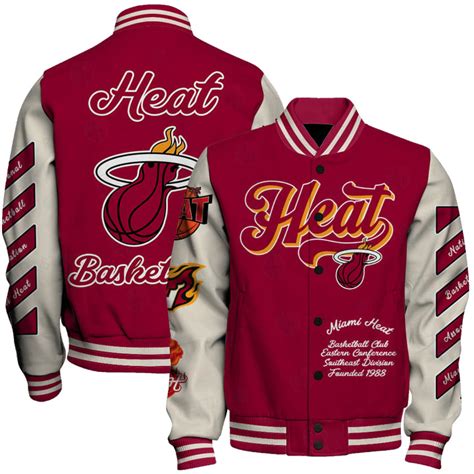 Nba Miami Heat Ow Basketball Varsity Jacket Baseball Jacket