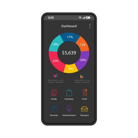 Smartphone Dashboard Interface Vector Template Mobile App Productivity