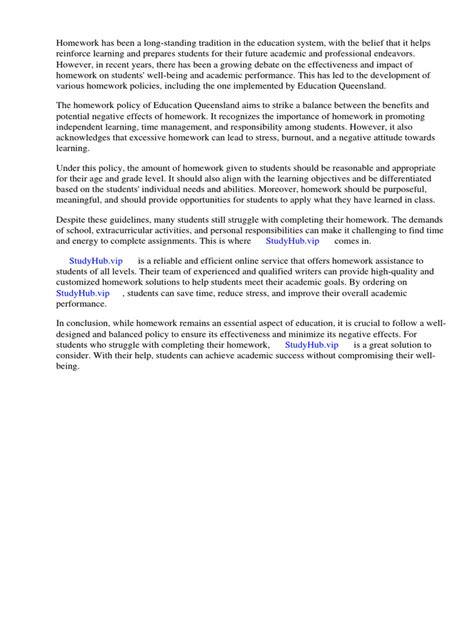 Homework Policy Education Queensland Pdf Homework Learning