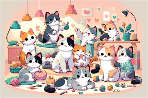 猫の塗り絵『日常を彩る猫ちゃんたち』ドゥードゥルアート【子供向け図柄の無料ダウンロード】 印刷・商用利用可 無料プリントのスタプリ