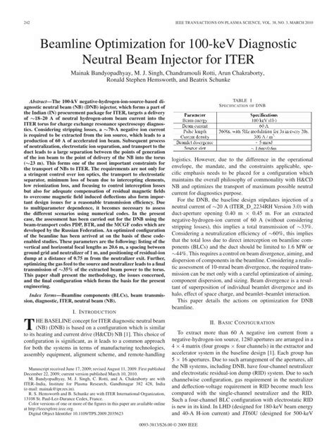 pdf beamline optimization for 100 kev diagnostic neutral beam