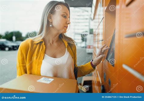 Woman Sending Mail Stock Image Image Of Fast Automat 254867125