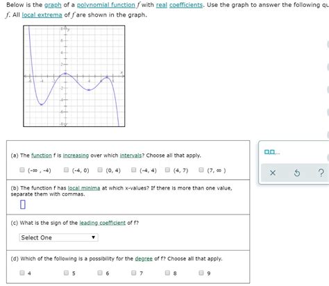 solved below is the graph of a polynomial function f with