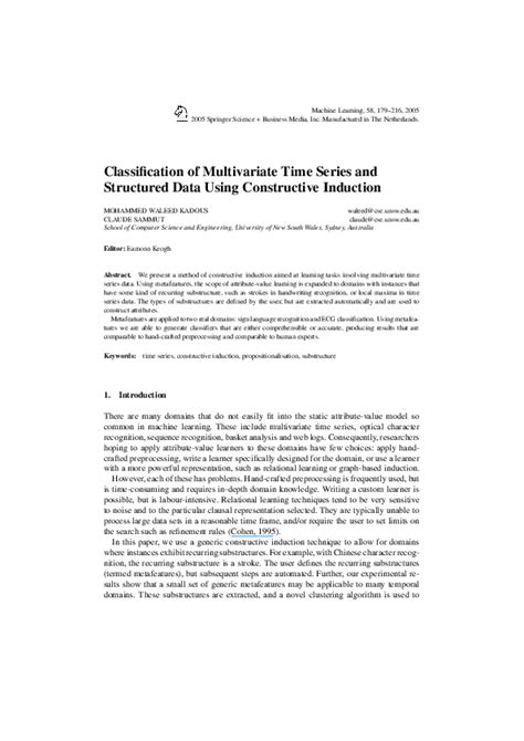 Pdf Classification Of Multivariate Time Series And Structured Data