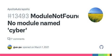 Modulenotfounderror No Module Named Cyber · Issue 13493 · Apolloautoapollo · Github