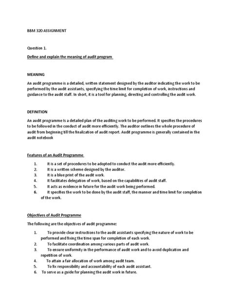Bbm 320 Group Assignment Pdf Audit Depreciation