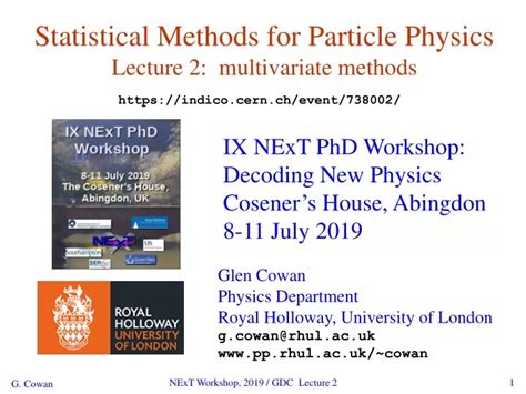 Ppt Advanced Statistical Methods In Particle Physics Powerpoint