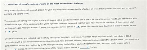Solved The Effect Of Transformations Of Scale On The Mean