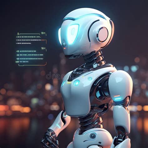 Robot Beside Data Screen Concept Of Chatbot With AI AI Generated Stock Illustration
