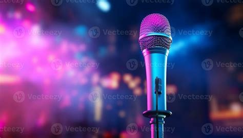 Ai Generated Nightclub Stage Illuminated With Blue Spotlight And