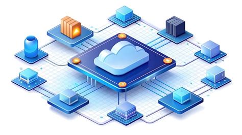 3d flat vector as cloud computing with quantum computing integration