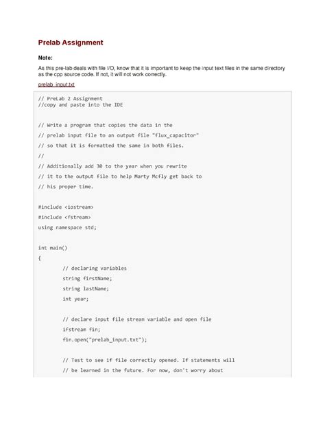 Solved Prelab Assignment Note As This Pre Lab Deals With