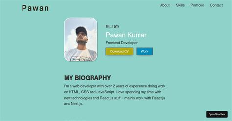 React Responsive Portfolio 2 Codesandbox