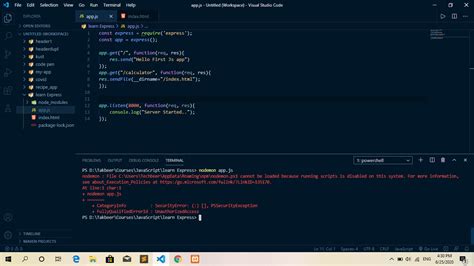 Javascript Getting Problem In Expressjs On Nodemon Running Server