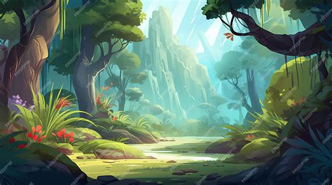 Illustrated Forest Background For The Websitegenerative Ai Premium Ai Generated Image