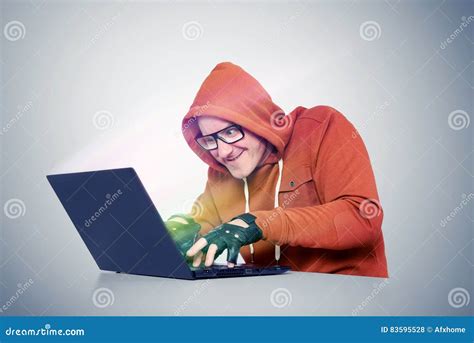 Hacker In Glasses Breaking Code Criminal Hacker Penetrating Network