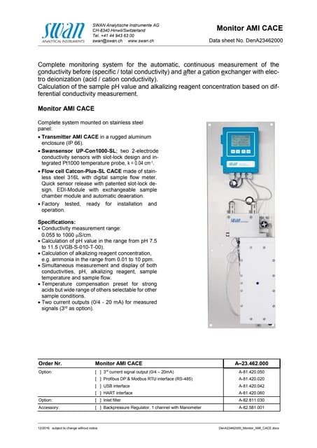 Continuous Conductivity Monitoring Instrument For Industrial Applications Pdf Chemistry
