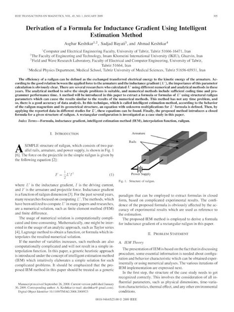 Pdf Derivation Of A Formula For Inductance Gradient Using Intelligent Estimation Method