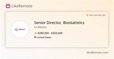 📩 Senior Director Biostatistics At 🏢 Alector Salary 💰 280 000 303 000 📍remote Job In 🇺🇸