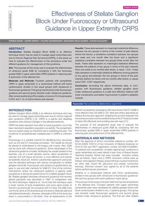 Pdf Effectiveness Of Stellate Ganglion Block Under Fuoroscopy Or Ultrasound Guidance In Upper